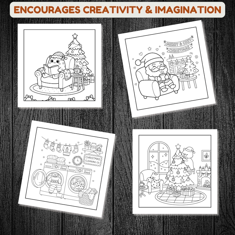 Cozy and Comfy Christmas - 60 Coloring Pages Printable, Bold Easy Coco ...