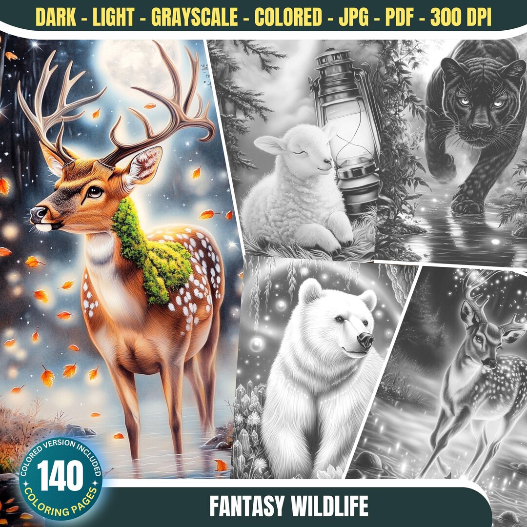 Fantasy Wildlife: 140 Beautiful Coloring Pages for Adults and Kids ...