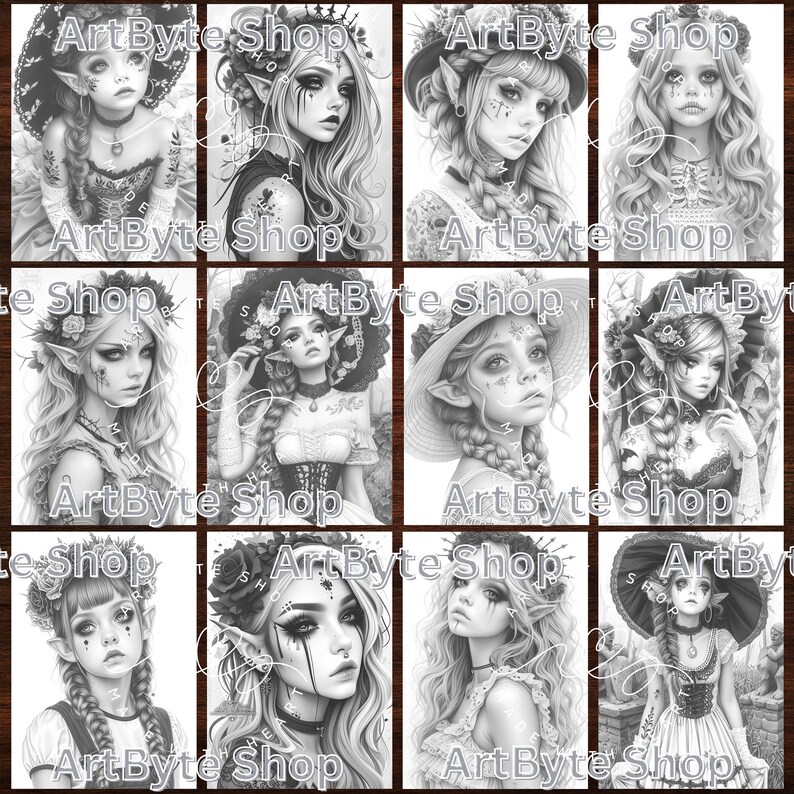 Elf Story 4 - Gothic Elves : 80 Gothic Elf Coloring Pages for Adults ...