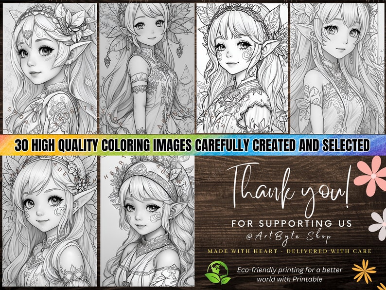 30 Enchanted Elves Magical Coloring Pages Adults for Fantasy - Etsy