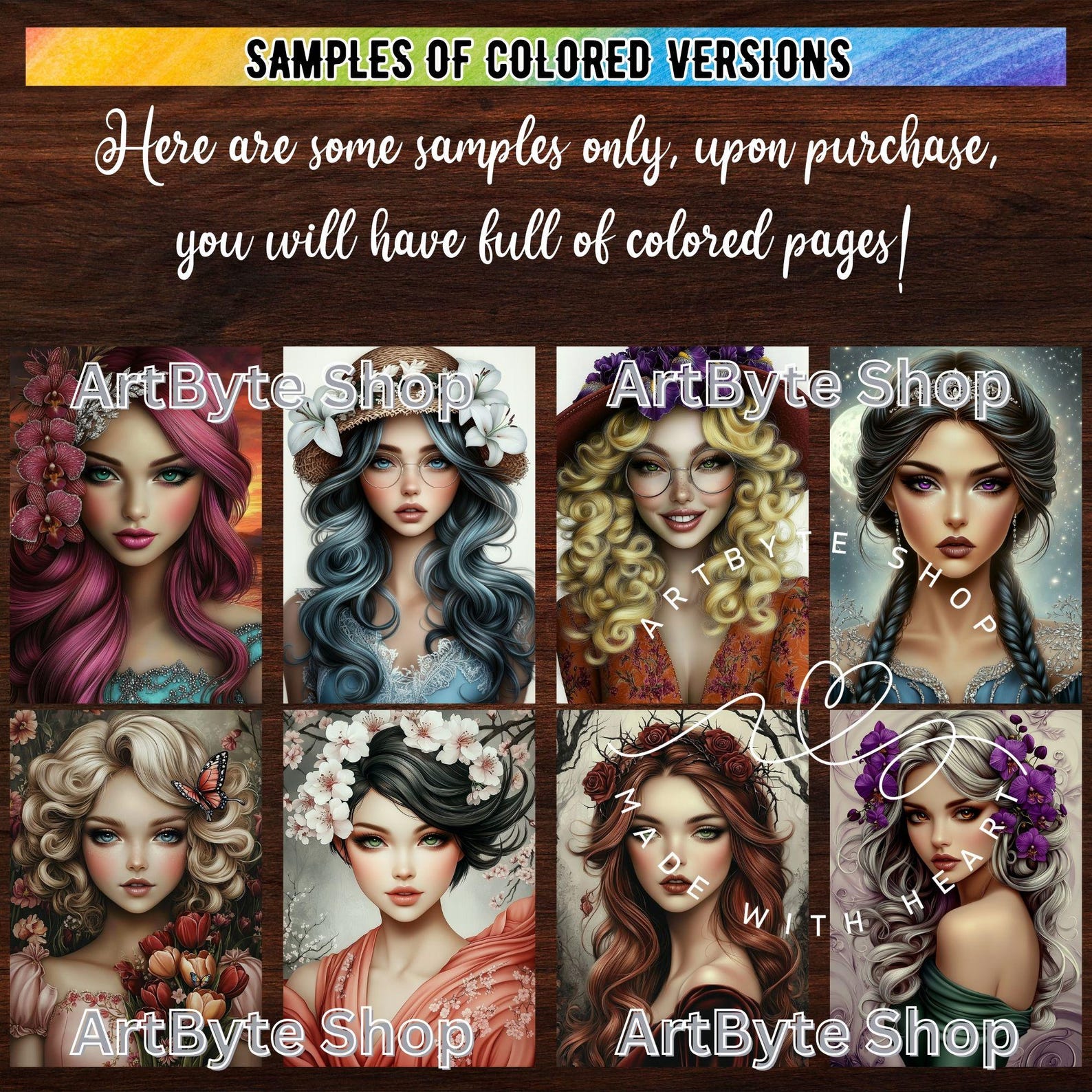 Elegant Portrait : 80 Coloring Pages for Adults and Kids Instant ...
