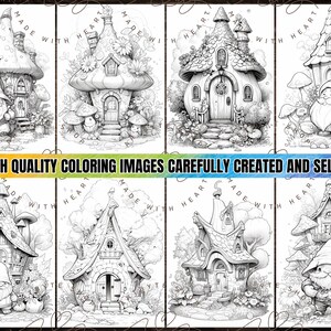 50 Whimsical Gnome Homes Coloring Pages for Kids and Adults - Instant ...