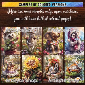 200 Joyful Floral Baby Animals Coloring Pages Mega Bundle for Adults ...