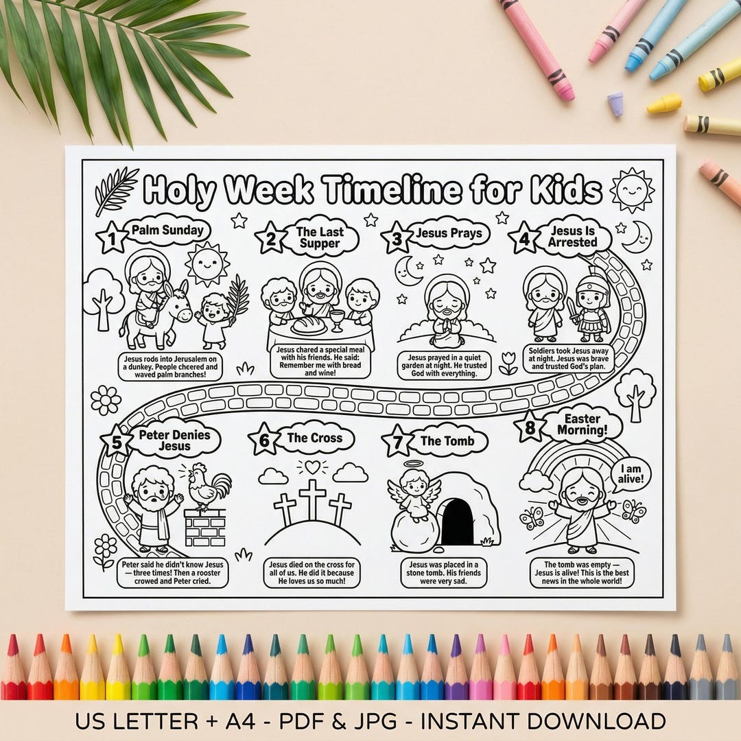 Holy Week Coloring Page Printable for Kids, Walk With Jesus | Christian ...