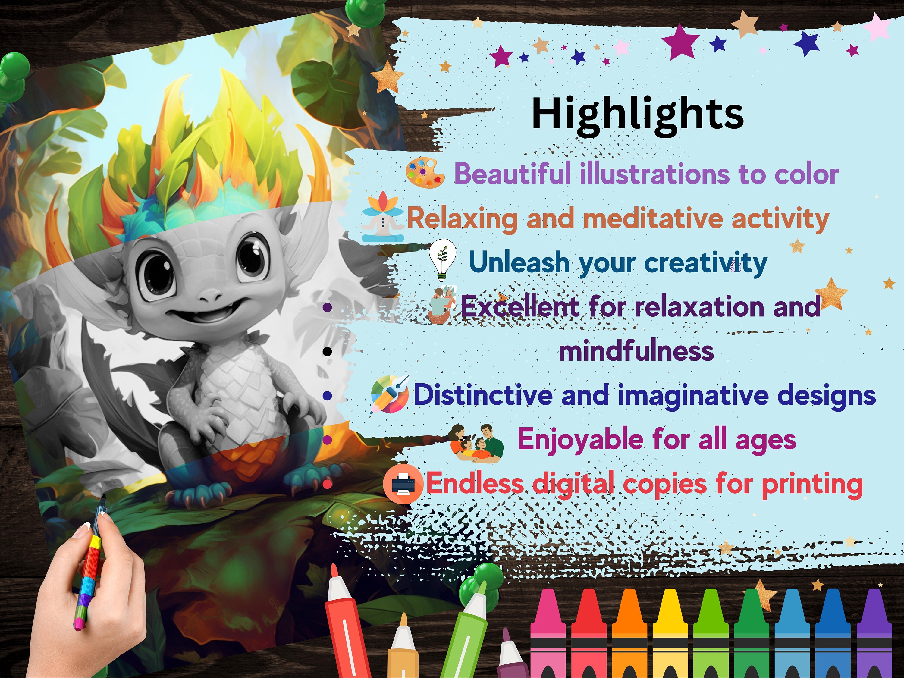 Dragon Fantasy Collection 275 Enchanting Greyscale Coloring - Etsy