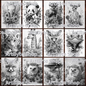 Floral Baby Animal Portraits: 110 Coloring Pages Mega Bundle for Adults ...