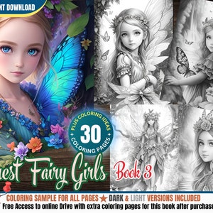 30 Delicate Forest Fairy Girls (book 3) Coloring Pages for Fantasy ...