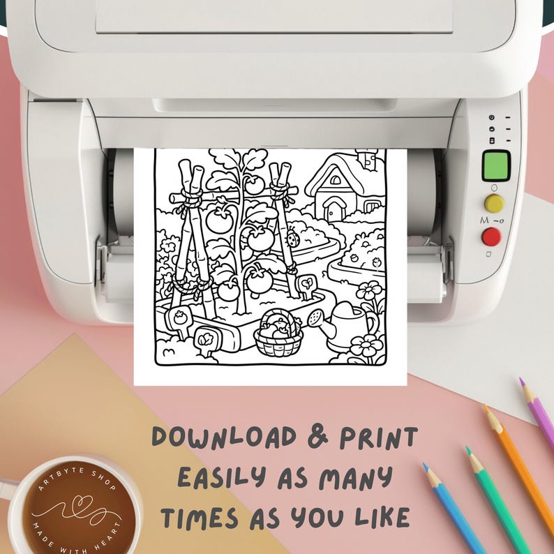 50 Bold and Easy Coloring Book, Chunky Cottage Garden Coloring Pages ...