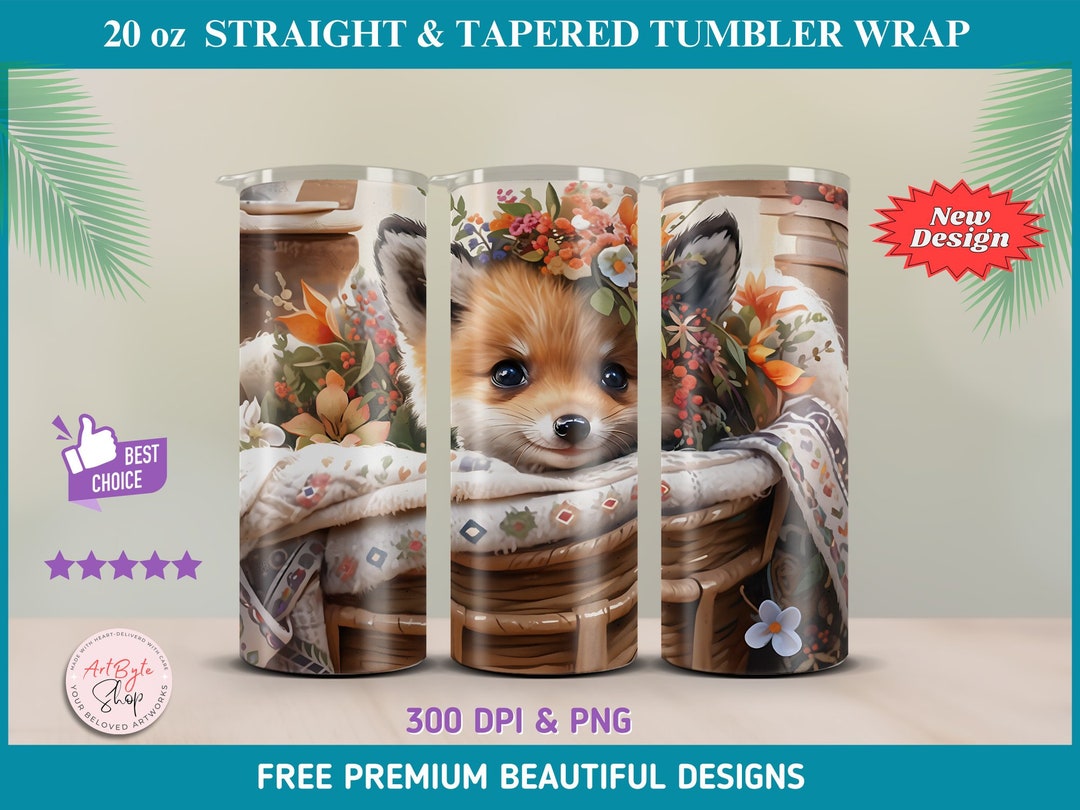 Christmas Cute Baby Fox 20 Oz Tumbler Wrap Sublimation Design for ...