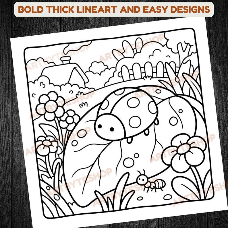 50 Bold and Easy Coloring Book, Chunky Cottage Garden Coloring Pages ...