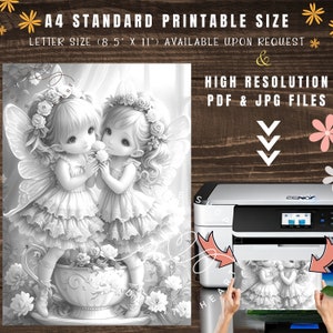 Teacup Fairies: 50 Coloring Pages for Adults and Kids Instant Download ...