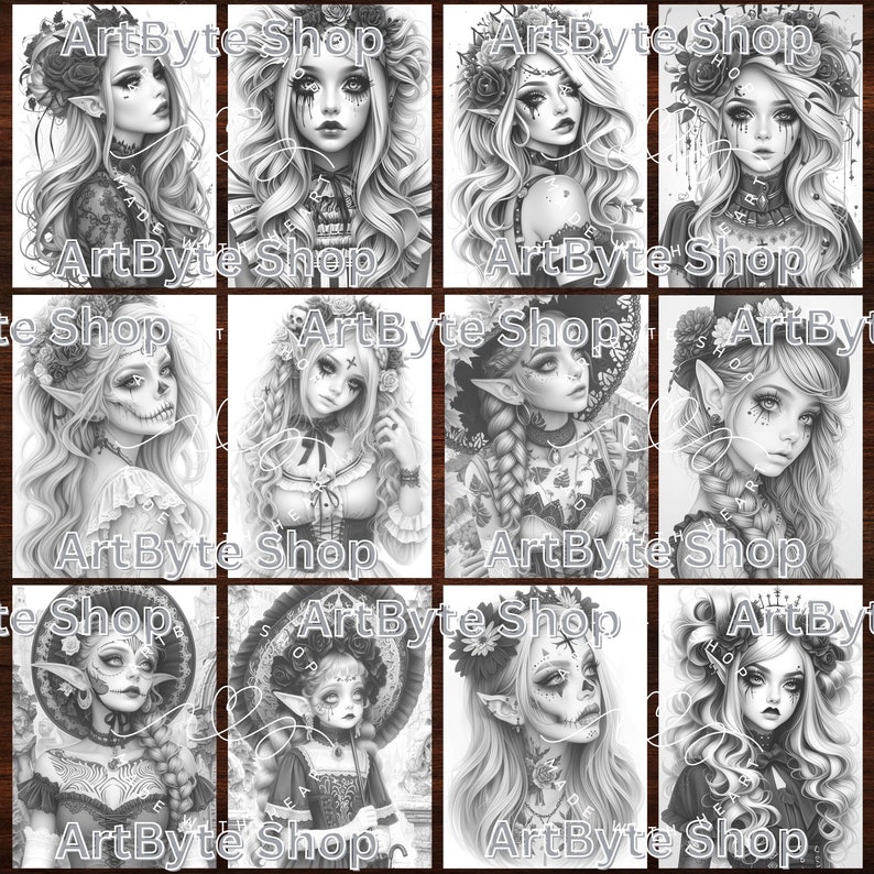 Elf Story 4 - Gothic Elves : 80 Gothic Elf Coloring Pages for Adults ...