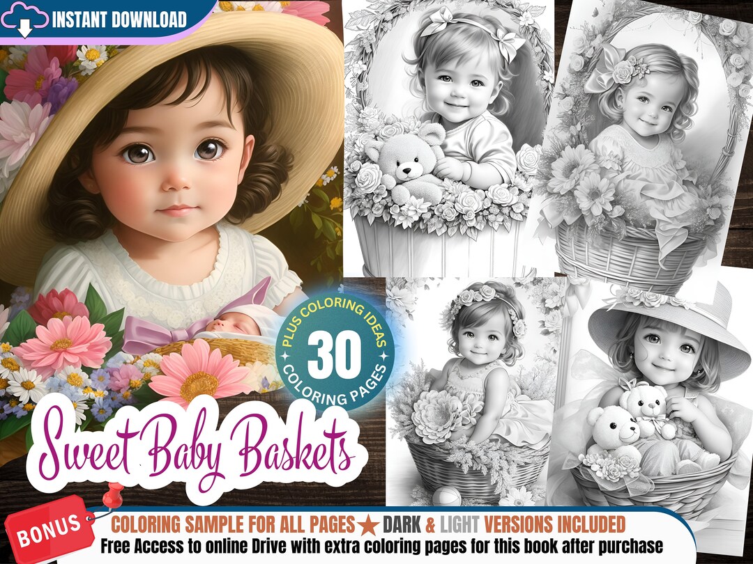 30 Sweet Baby Baskets Coloring Pages for Adults + Kids + Bonus ...