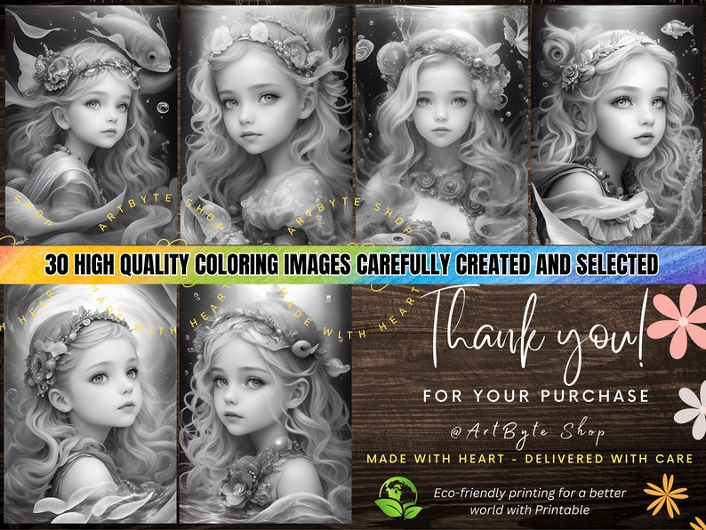 Ocean Fairy Girls Fantasy Anime Coloring Page for Adults + Kids Instant ...