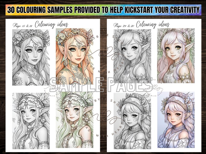 30 Enchanted Elves Magical Coloring Pages Adults for Fantasy - Etsy