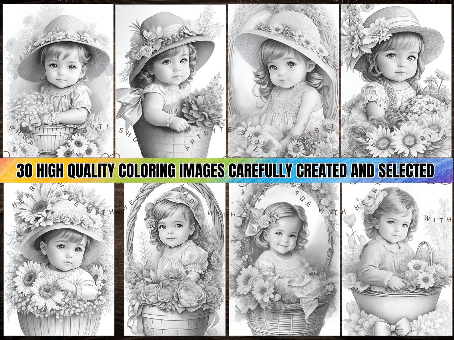 30 Sweet Baby Baskets Coloring Pages for Adults Kids Bonus - Etsy