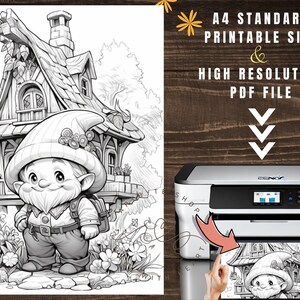 50 Whimsical Gnome Homes Coloring Pages for Kids and Adults - Instant ...