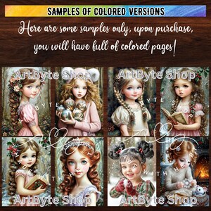 Darling Christmas Girls: 120 Coloring Pages for Adults and Kids Instant ...