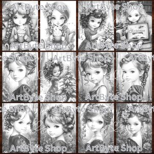 Darling Christmas Girls: 120 Coloring Pages for Adults and Kids Instant ...