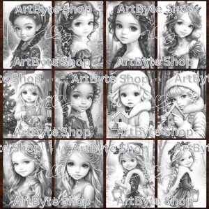 Darling Christmas Girls: 120 Coloring Pages for Adults and Kids Instant ...