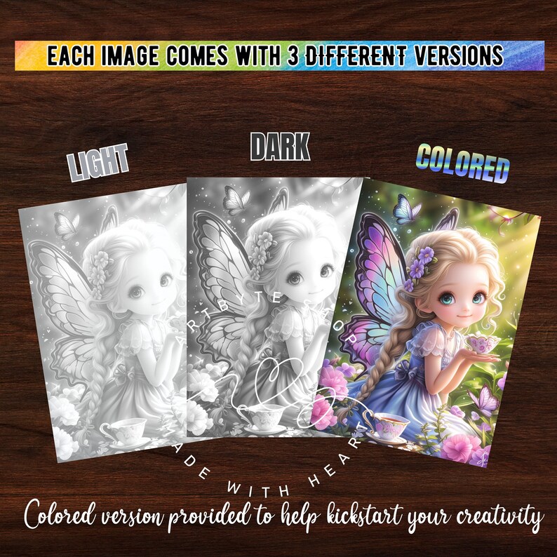Teacup Fairies: 50 Coloring Pages for Adults and Kids Instant Download ...