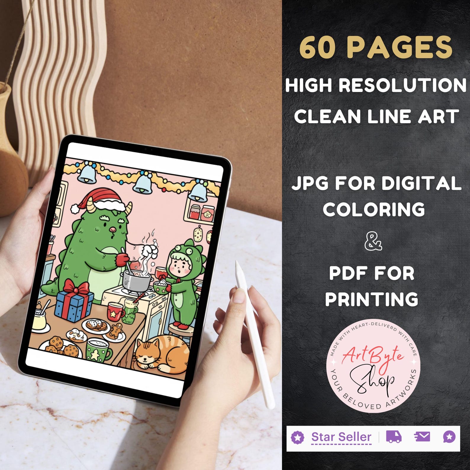 Cozy and Comfy Christmas - 60 Coloring Pages Printable, Bold Easy Coco ...