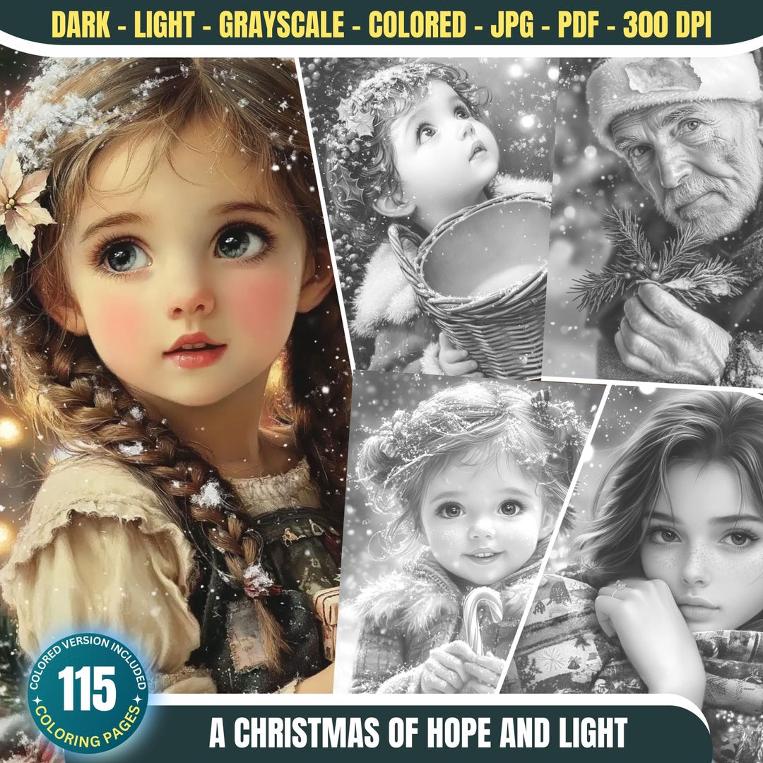 A Christmas of Hope and Light: 115 Touching Christmas Coloring Pages ...
