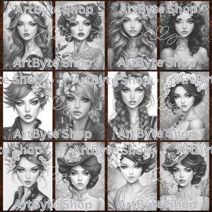 Elegant Portrait : 80 Coloring Pages for Adults and Kids Instant ...