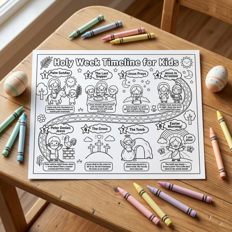 Holy Week Coloring Page Printable for Kids, Walk With Jesus | Christian ...