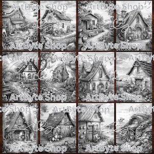 Charming Old Barns: 110 Coloring Pages for Adults and Kids Instant ...
