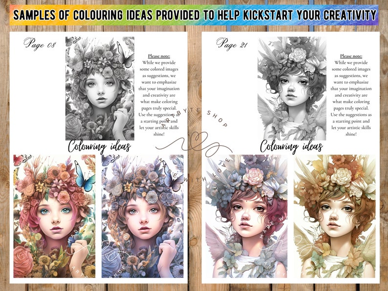 Enchanted Floral Fairies - 26 Coloring Pages for Kids and Adults Plus ...