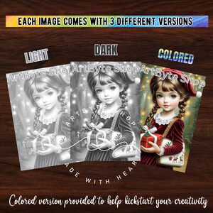 Darling Christmas Girls: 120 Coloring Pages for Adults and Kids Instant ...