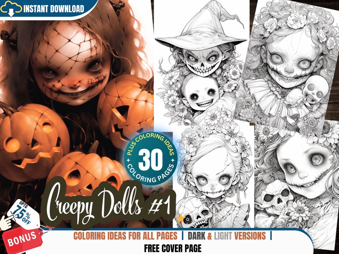 Creepy Dolls #1 - 30 Coloring Pages for Adults and Kids Instant ...