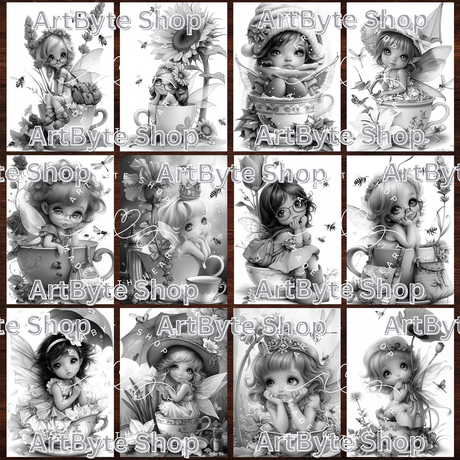 Fairy Cuties 1-fairy Girls in Teacups: 80 Coloring Pages for Adults and ...