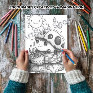 Bold and Easy Cute Kawaii Spring Coloring Book: 100 Coloring Pages for ...