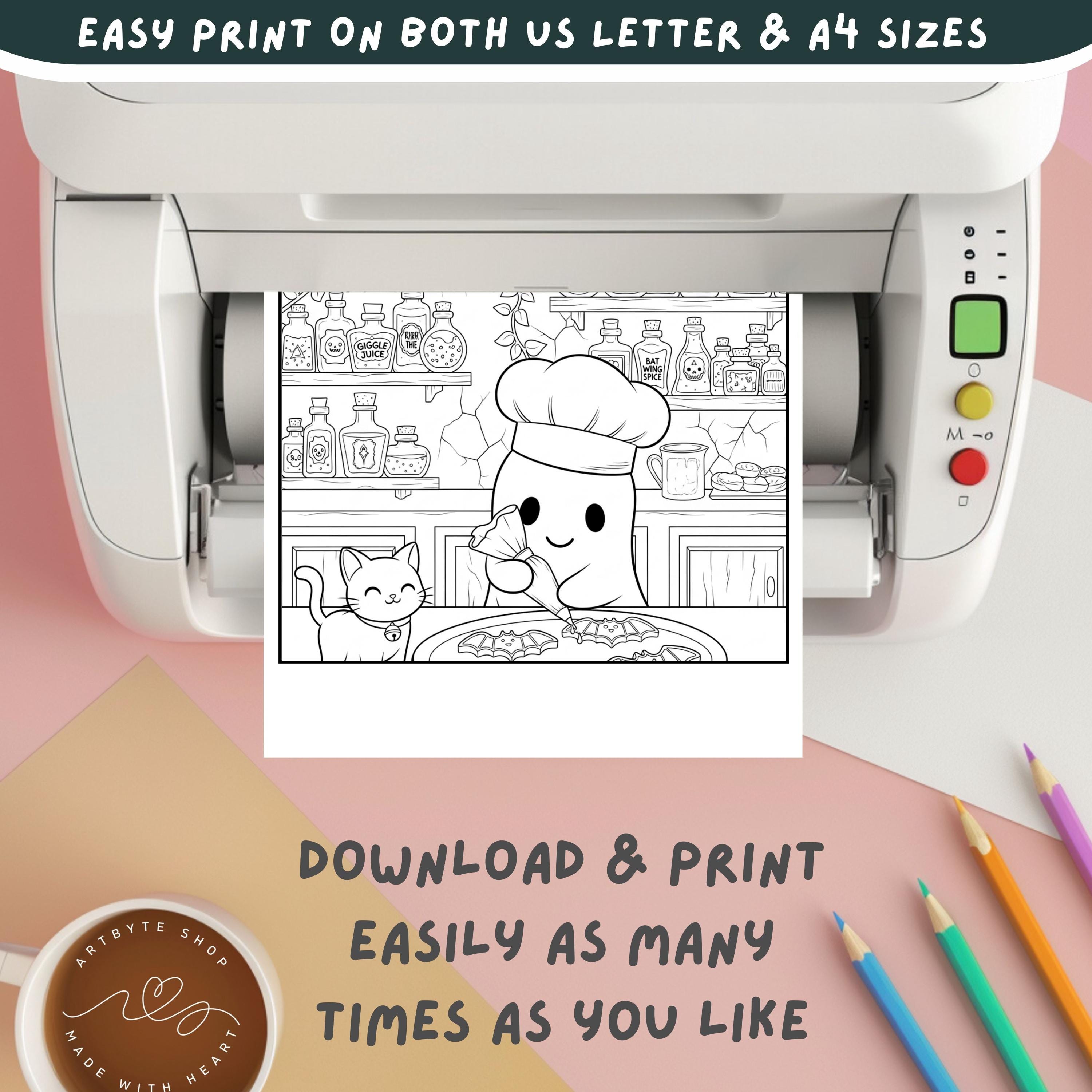 50 Cute Spooky Halloween Coloring Book | Digital Download Printable PDF ...