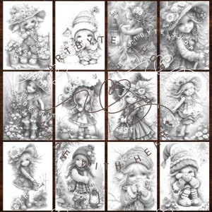 Garden Gnome 2: Cute Flower Gnomes - 60 Coloring Pages for Adults and ...
