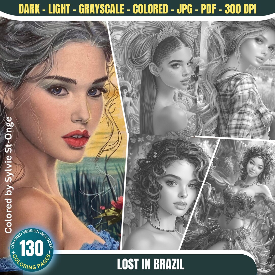 Lost in Brazil: 130 Coloring Pages for Adults and Kids Instant Download ...