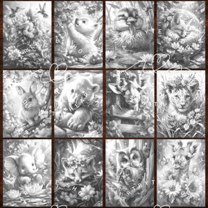 200 Joyful Floral Baby Animals Coloring Pages Mega Bundle for Adults ...