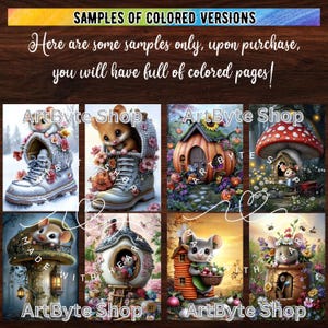 Whimsical Mouse Houses: 110 Cute Coloring Pages for Adults and Kids ...