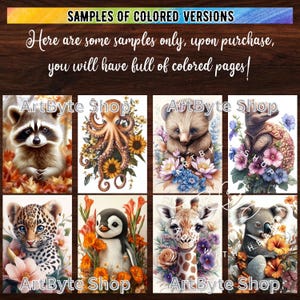 Floral Baby Animal Portraits: 110 Coloring Pages Mega Bundle for Adults ...