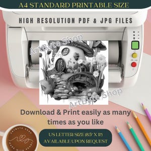 Whimsical Mushroom Houses: 145 Coloring Pages for Adults and Kids ...