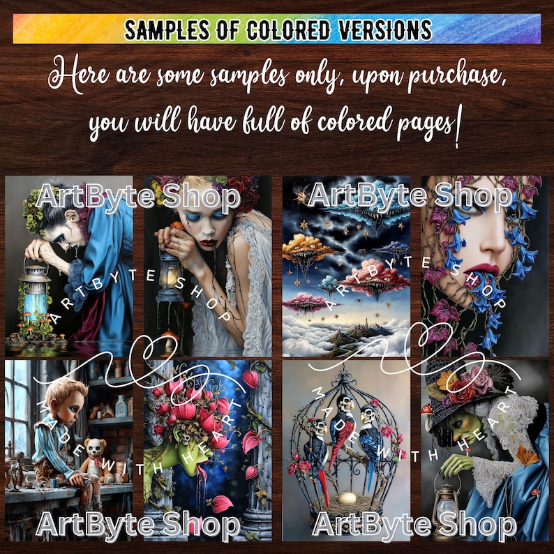 Horror Fantasy: 120 Coloring Pages for Adults and Kids Instant Download ...