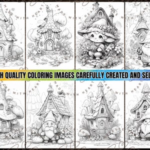 50 Whimsical Gnome Homes Coloring Pages for Kids and Adults - Instant ...