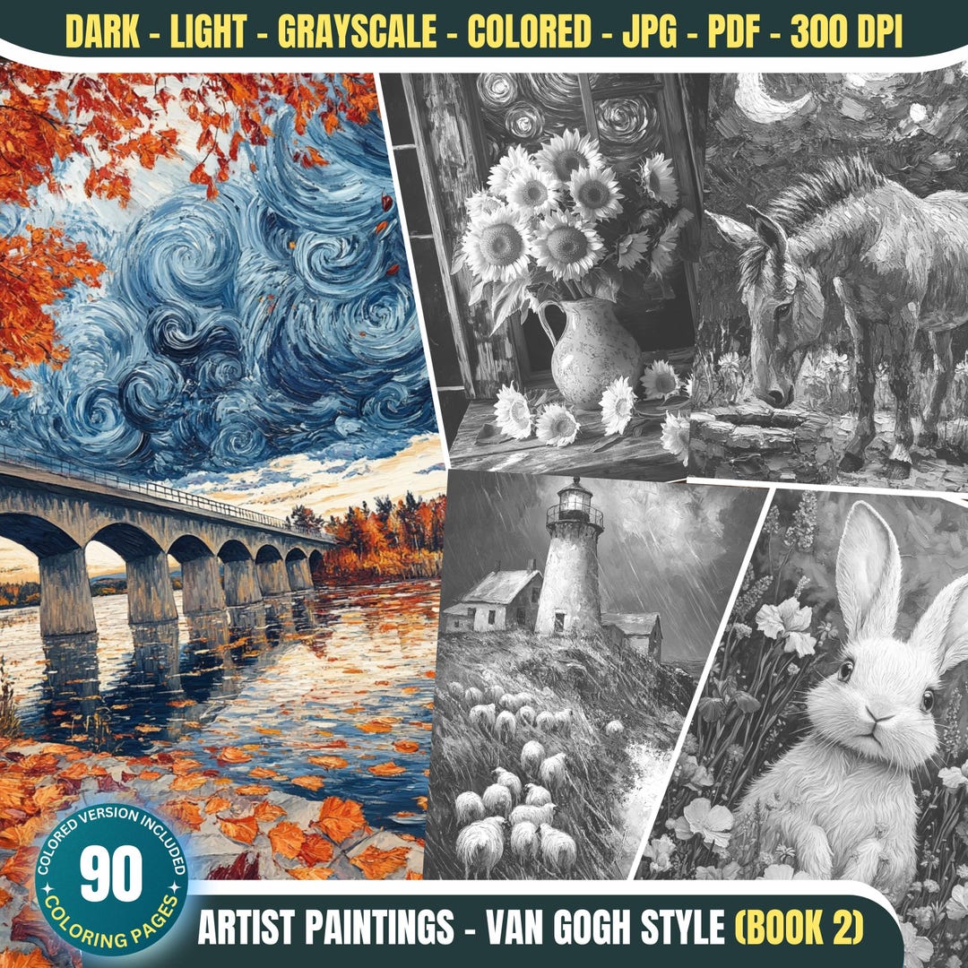 Artist Paintings - Van Gogh Style Book 2: 100 Coloring Pages for Adults ...