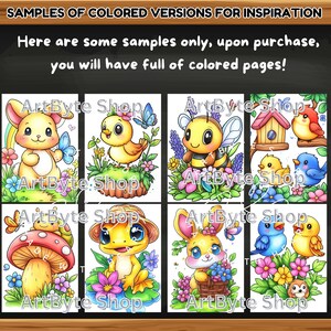 Bold and Easy Cute Kawaii Spring Coloring Book: 100 Coloring Pages for ...