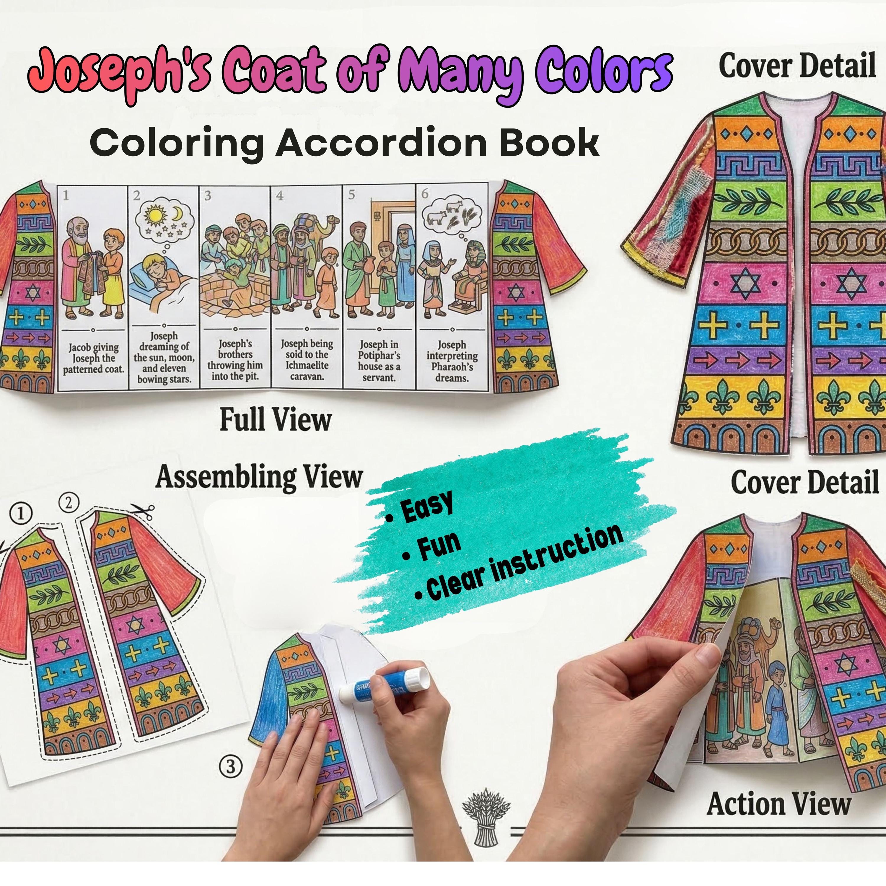 Joseph Coat of Many Colors Printable Craft, Bible Story Coloring Book ...