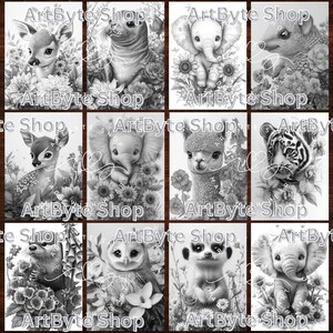 Floral Baby Animal Portraits: 110 Coloring Pages Mega Bundle for Adults ...