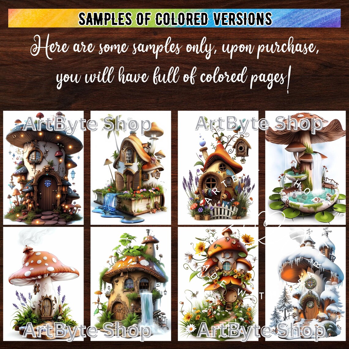 Whimsical Mushroom Houses: 145 Coloring Pages for Adults and Kids ...