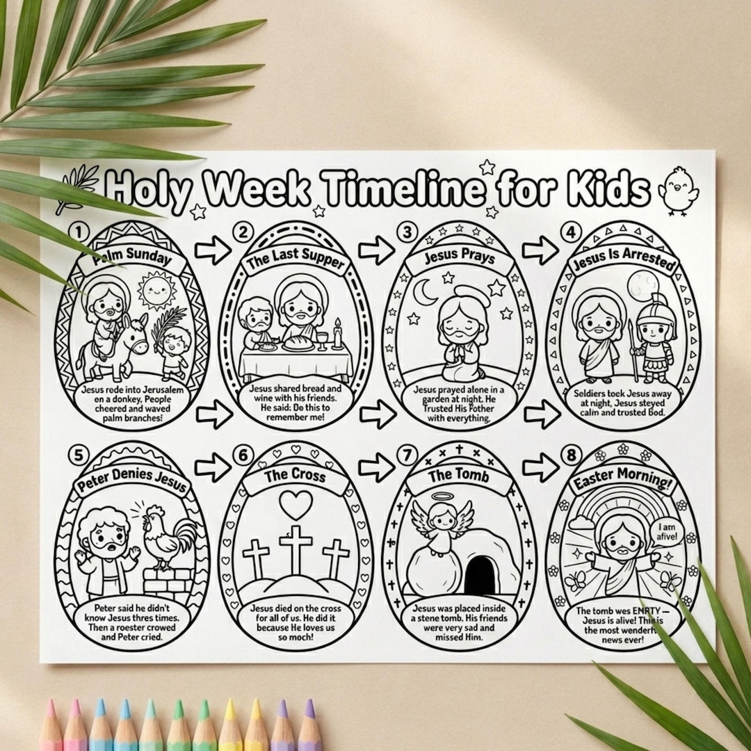 Holy Week Coloring Page Printable for Kids, Walk With Jesus | Christian ...